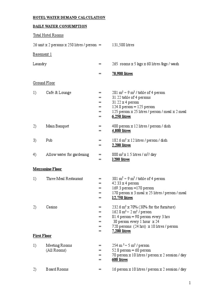 Hotel Daily Water Demand Analysis | PDF | Swimming Pool | Hotel And ...