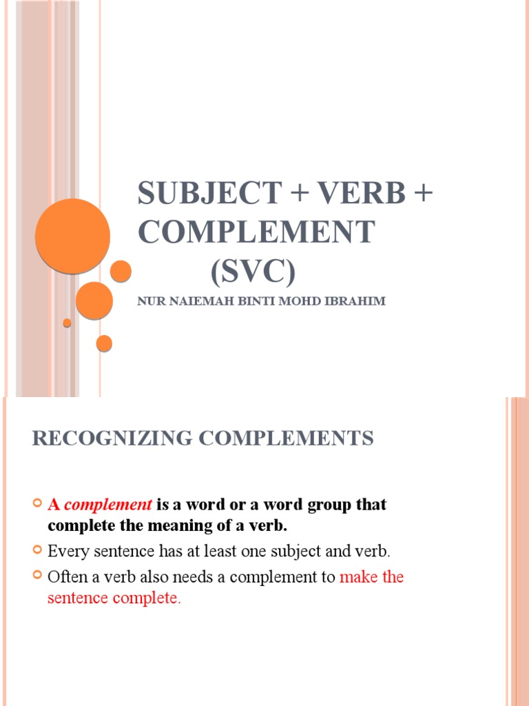 Subject Verb Complement Pdf Syntax Verb
