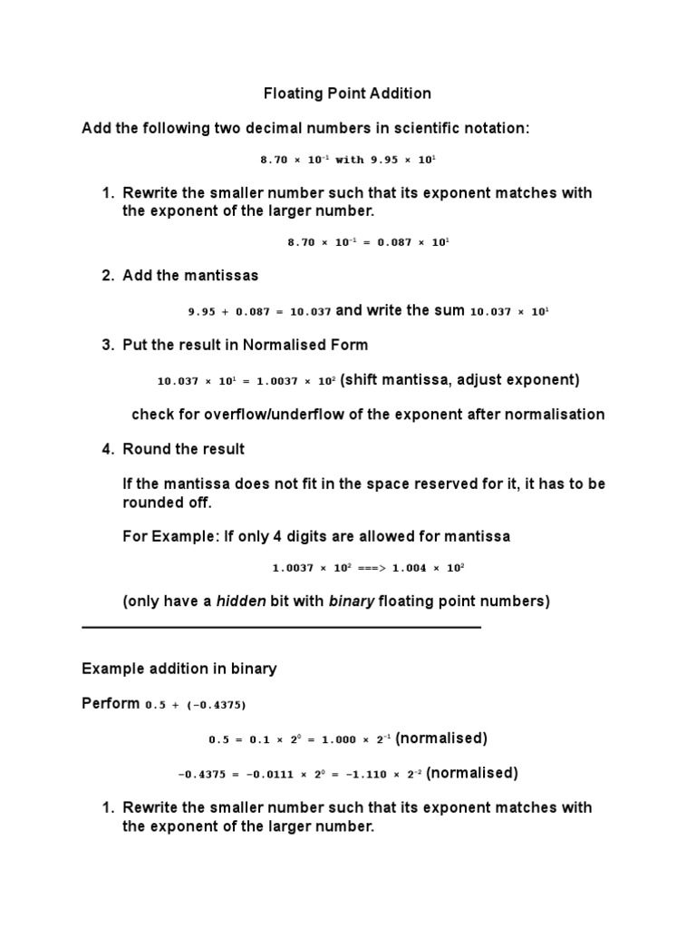 Floating Point Addition