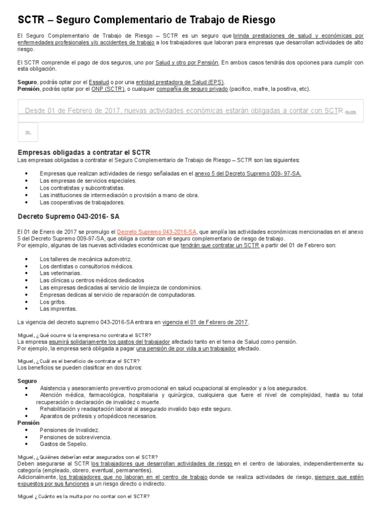 SCTR | PDF | Seguro | Pensión