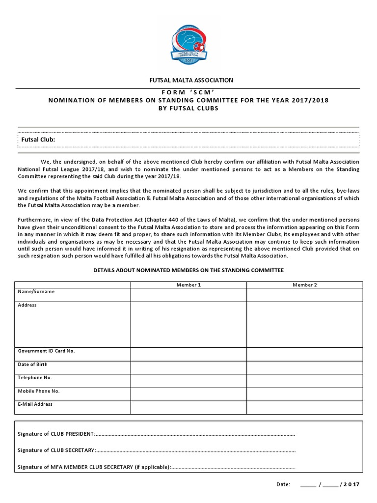 Futsal Form SCM 2017-18 | PDF