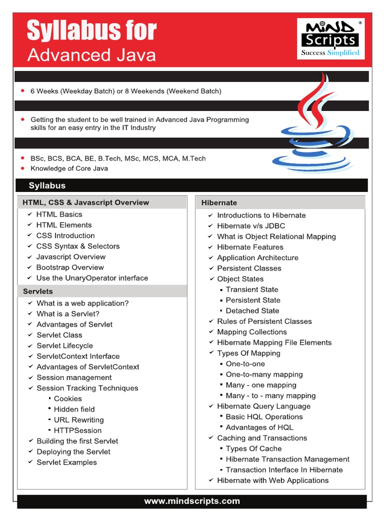 Advance Java Syllabus PDF | PDF