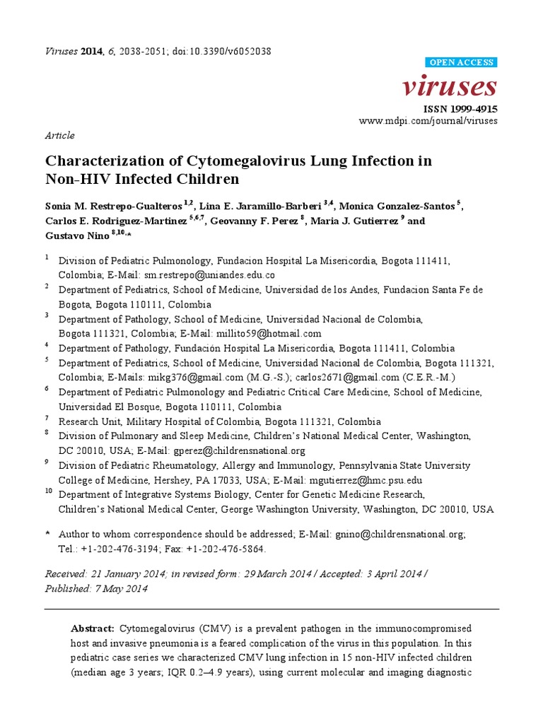 12 2014 Characterization of Cytomegalovirus Lung Infection in | PDF ...
