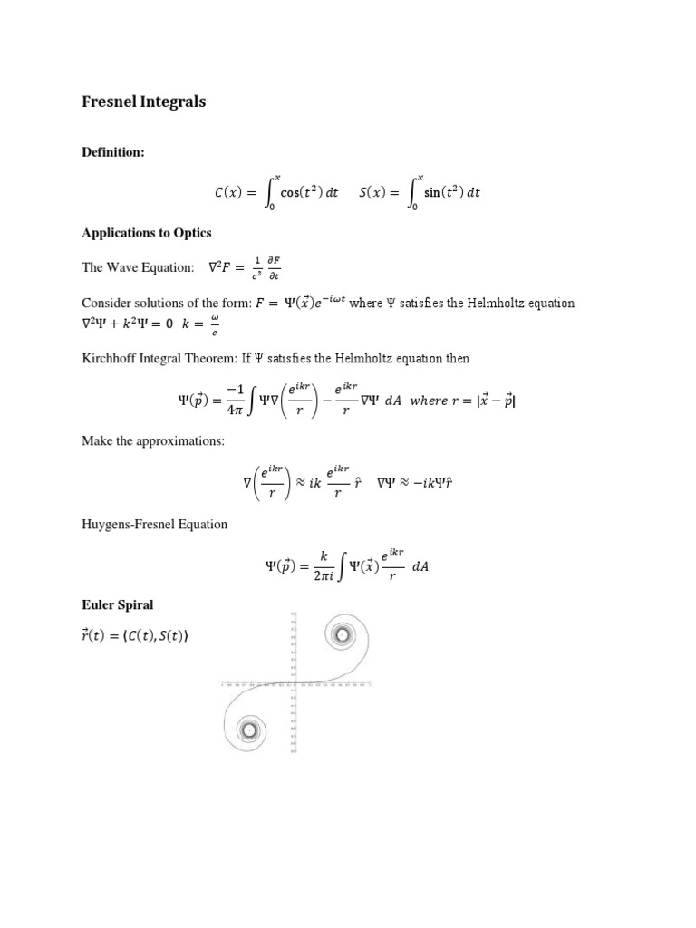 Fresnel Integral | PDF