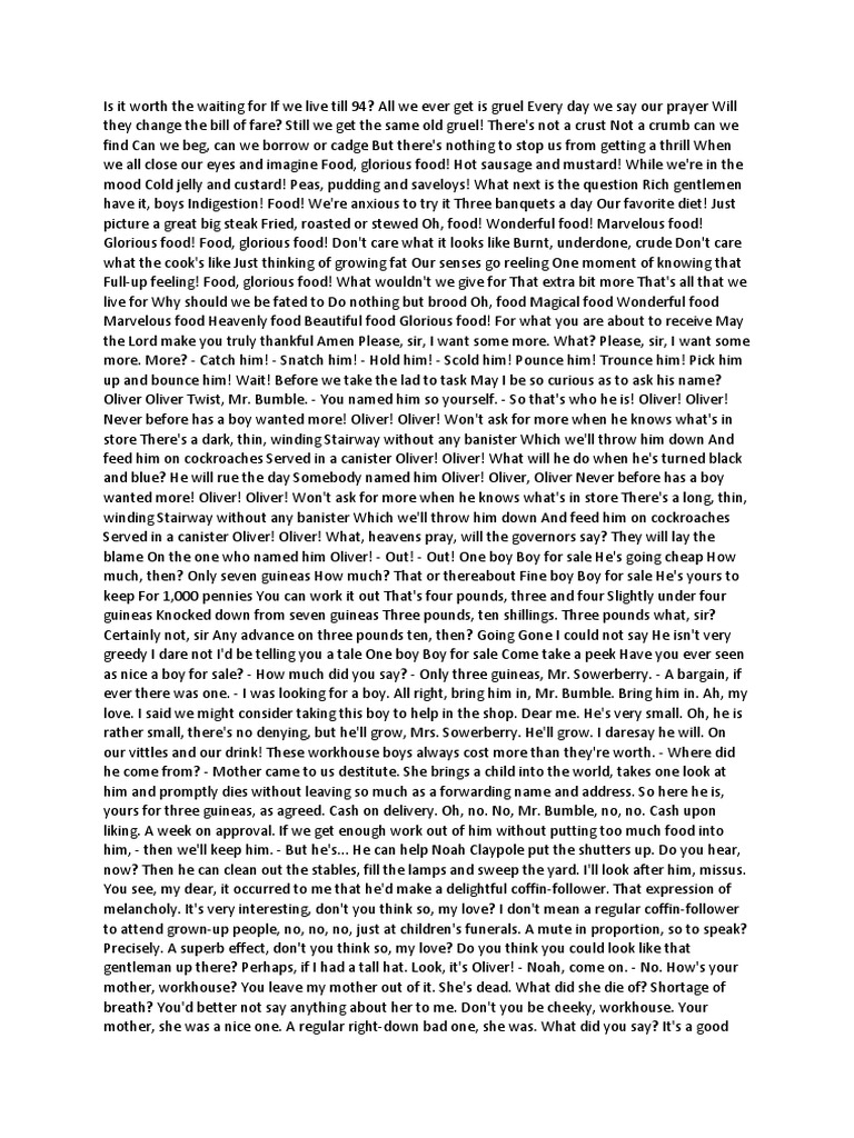 Oliver Twist Script 1968 | Download Free PDF | Nancy (Oliver Twist ...