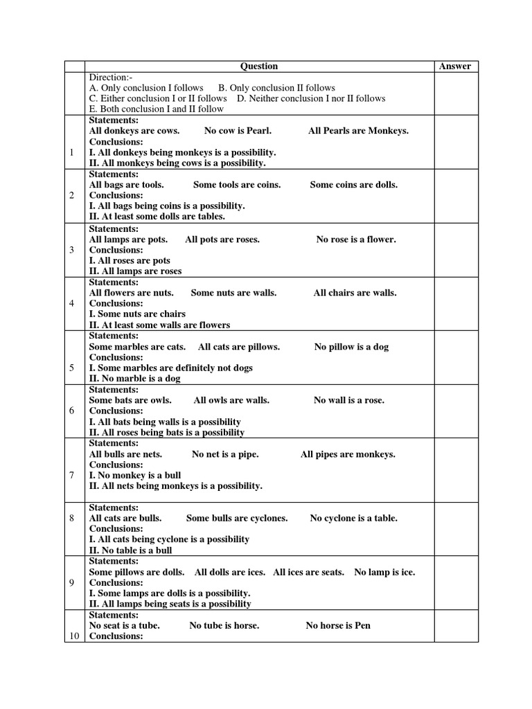 Logical Reasoning and Conclusions Analysis | PDF | Teaching Mathematics