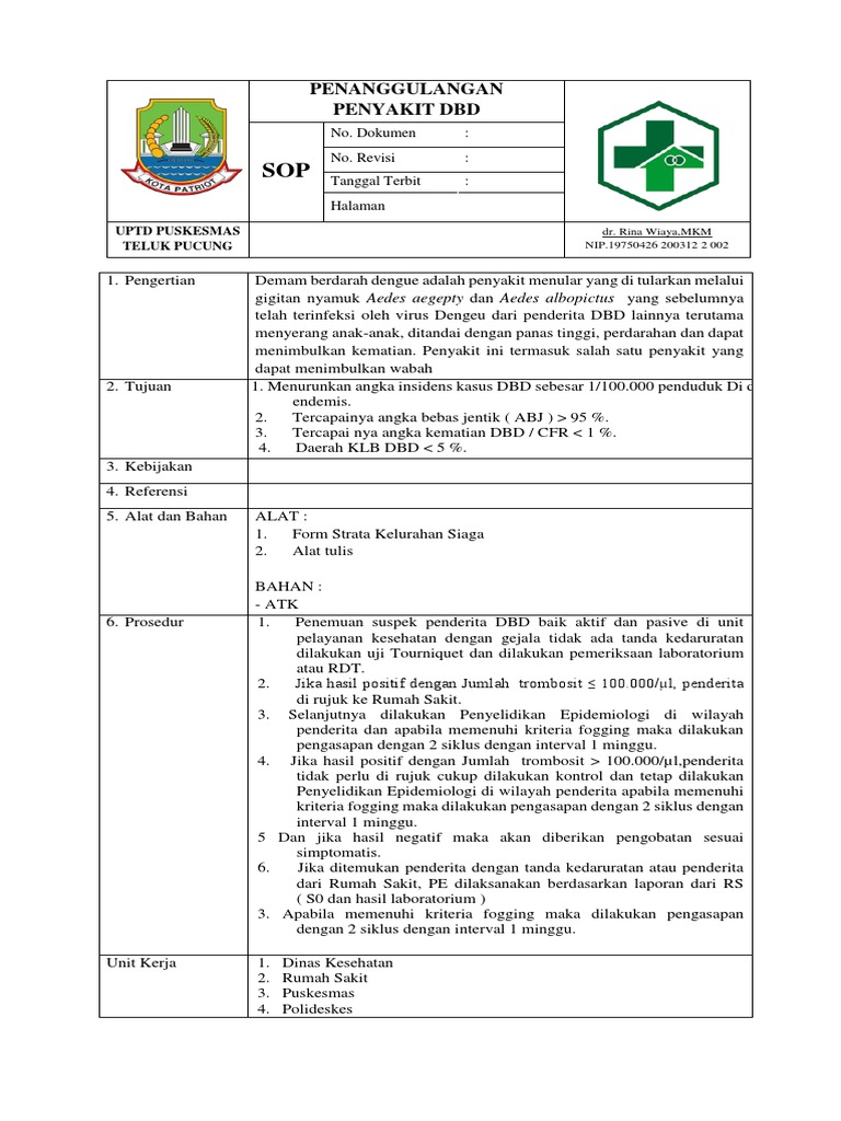 Sop Penanggulangan DBD | PDF