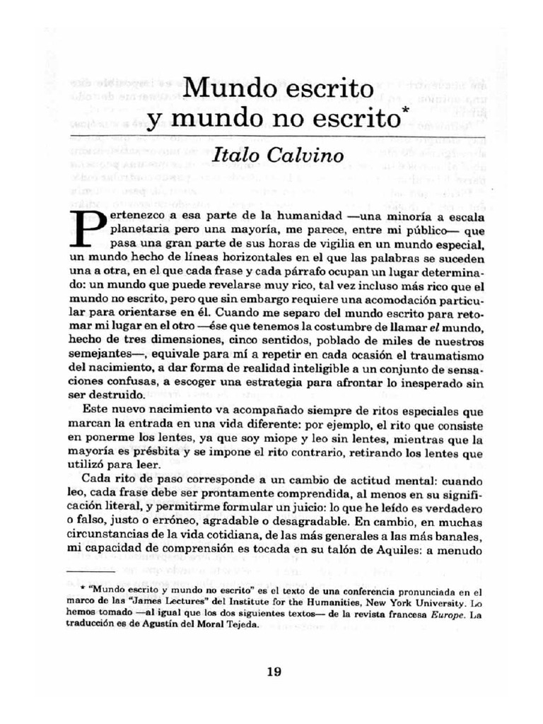 Mundo Escrito-Mundo No Escrito-Calvino PDF | PDF