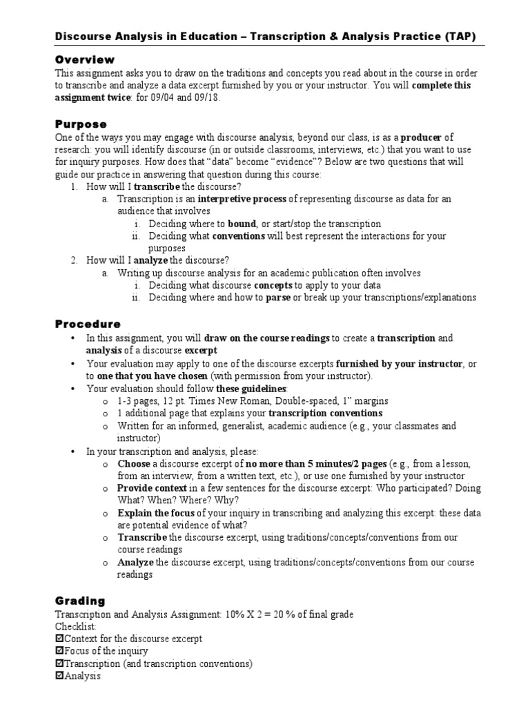 Discourse Analysis in Education - Transcription & Analysis Practice ...