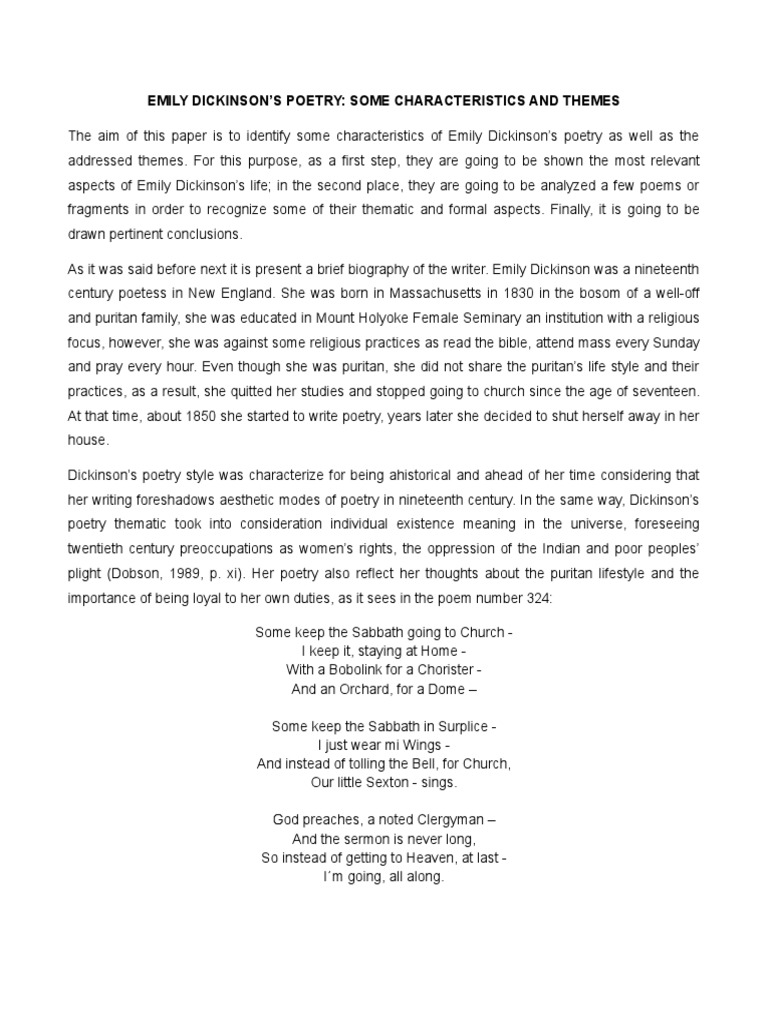 Emily Dickinson: Themes & Style | PDF | Emily Dickinson | Poetry