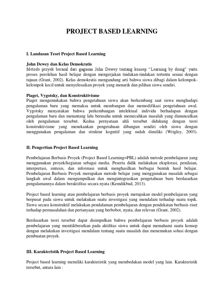Pemahaman Konsep dan Langkah-Langkah Project Based Learning | PDF