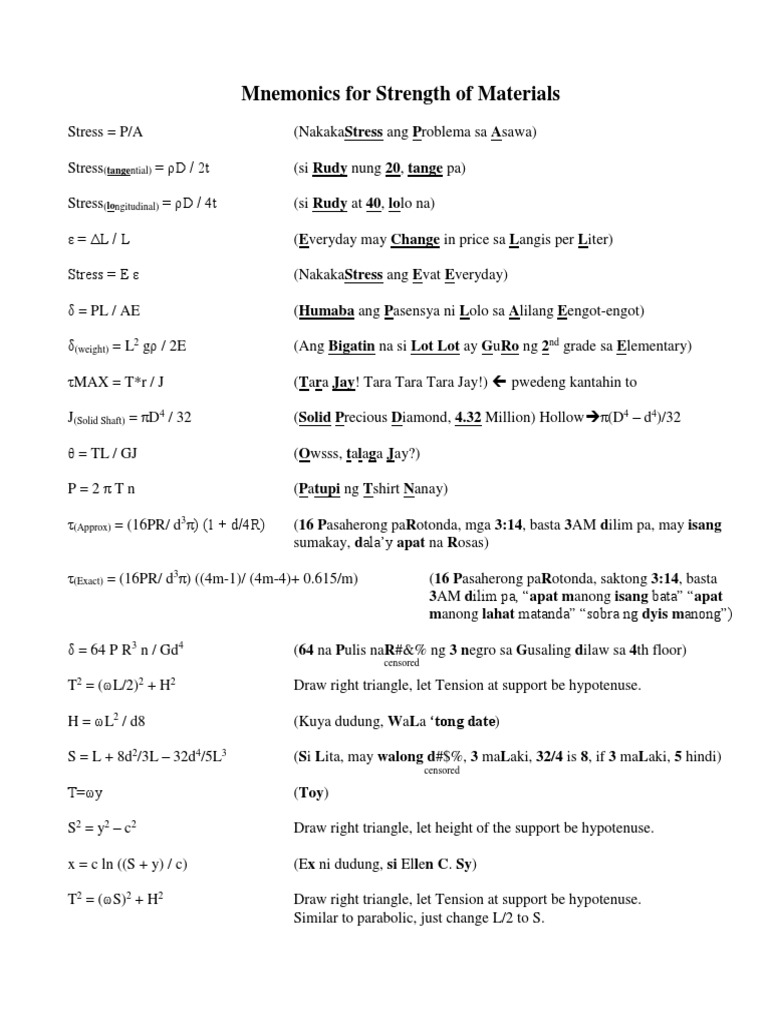 Mnemonics For Strength | PDF | Elementary Geometry | Classical Geometry