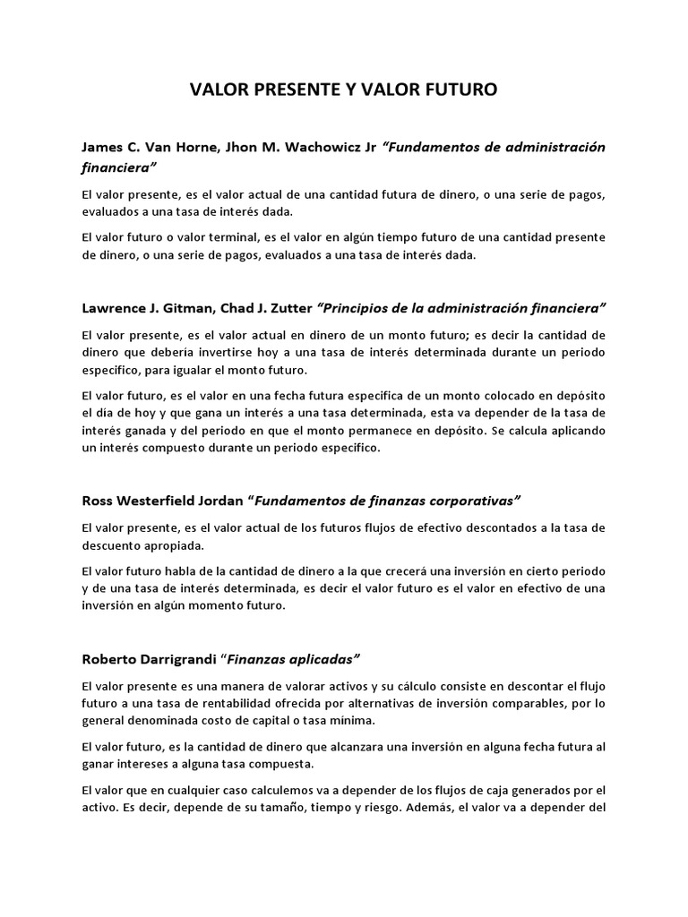 Valor Presente y Valor Futuro | PDF | Interés | Aparición