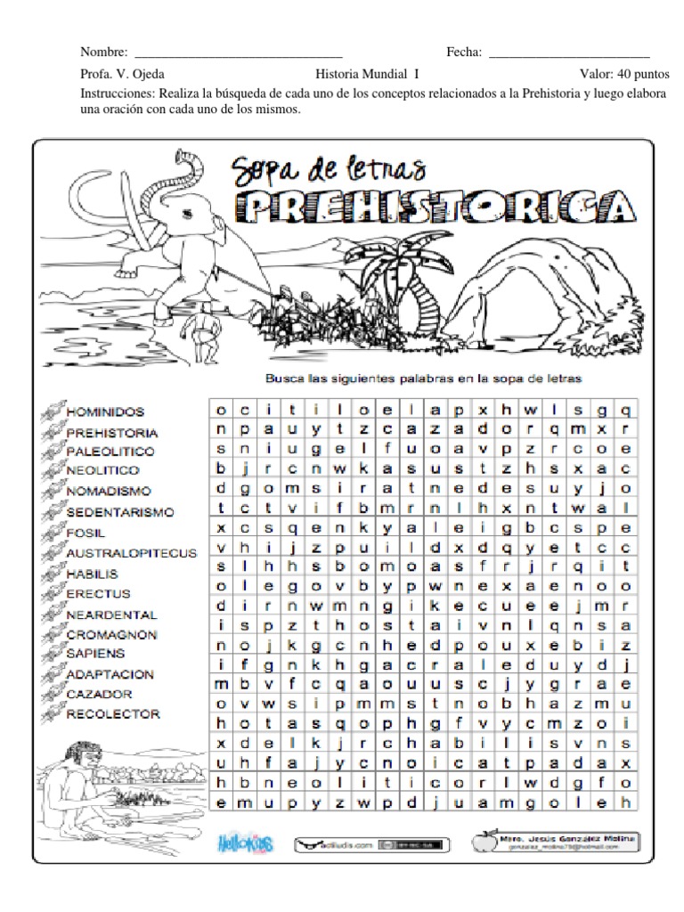 Sopa de Letras Prehistoria | PDF