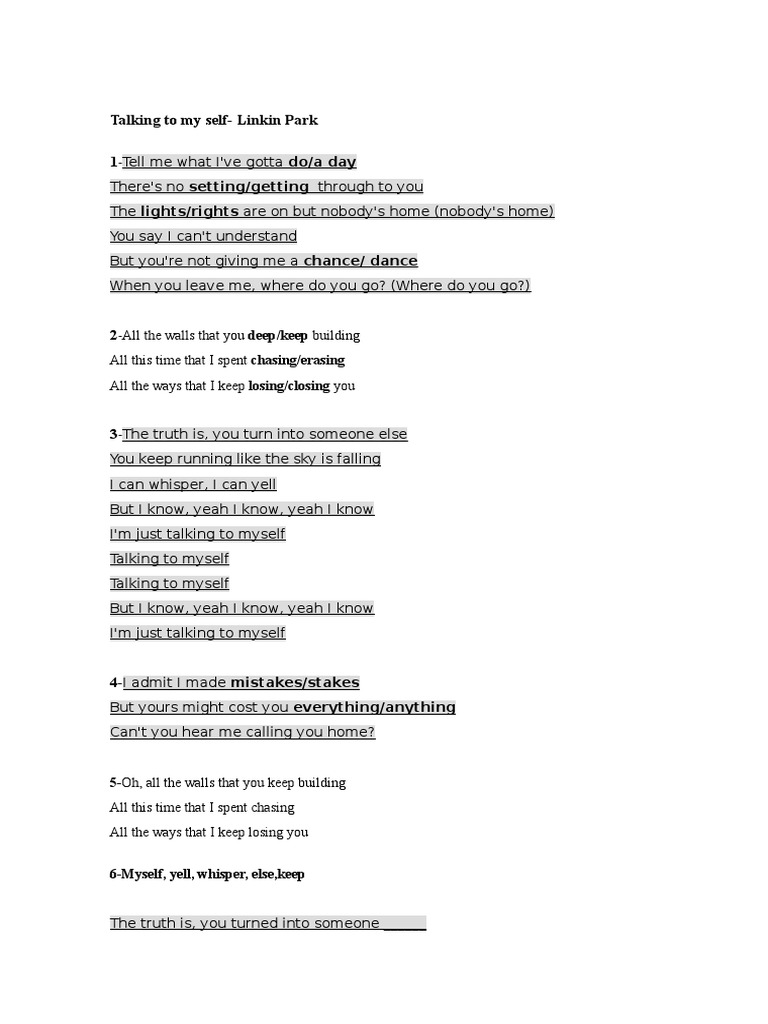 Talking To My Self | PDF