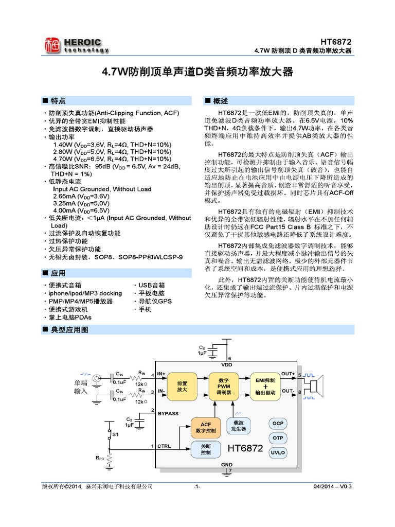 HT6872 Datasheet | PDF