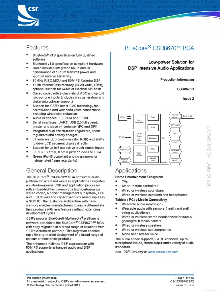 Csr8670 CSR | PDF | Bluetooth | System On A Chip