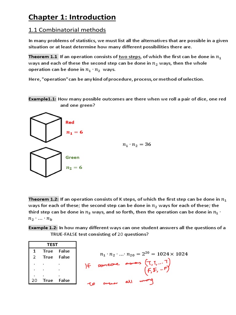 Chapter 1: Introduction: 1.1 Combinatorial Methods | PDF | Permutation | Combinatorics