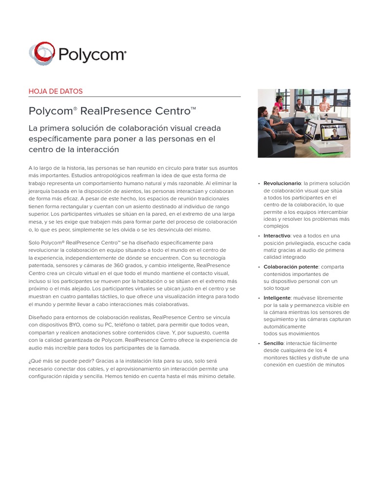 Realpresence Centro Data Sheet Es | PDF | Transport Layer Security ...