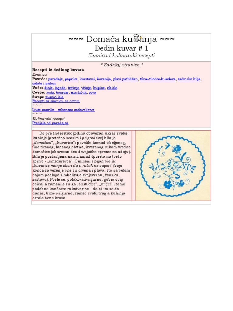 Zimnica Stari Recepti | PDF