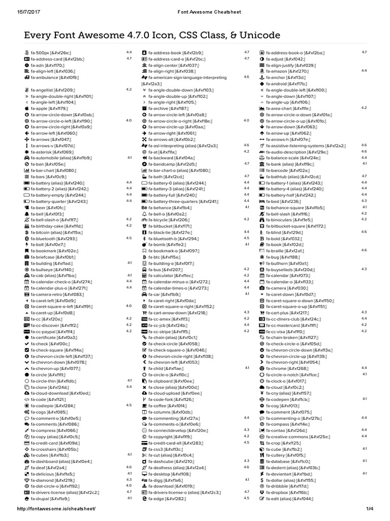 Font Awesome Cheatsheet | PDF | Digital Typography | Human–Computer ...