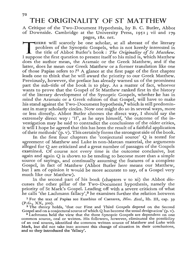 A Critique of the Two-Document Hypothesis: Analyzing the Relationship ...