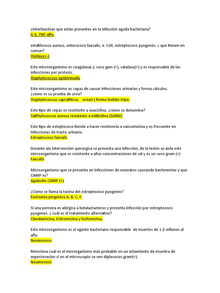 Preguntas Micro 1 Parcial | PDF | Estreptococo | Bacterias Gram Positivas