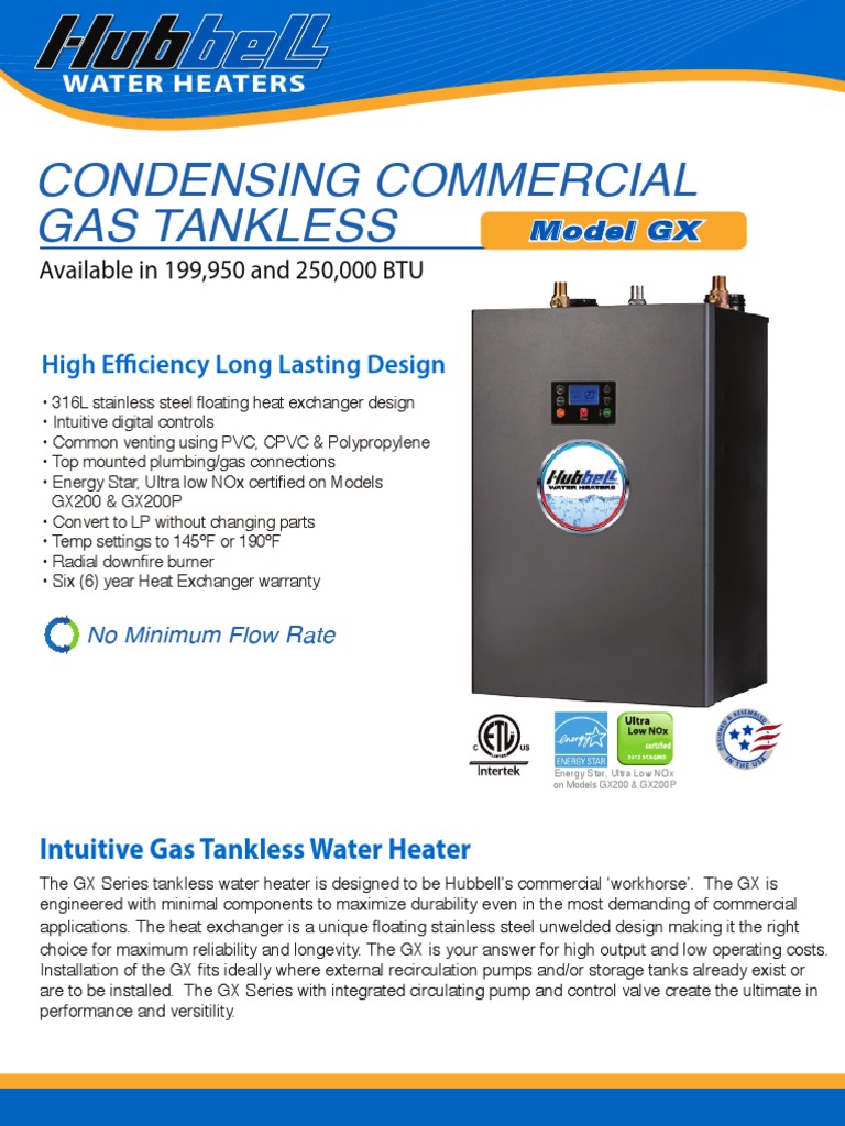 Hubbell Model GX | PDF | Water Heating | Hvac