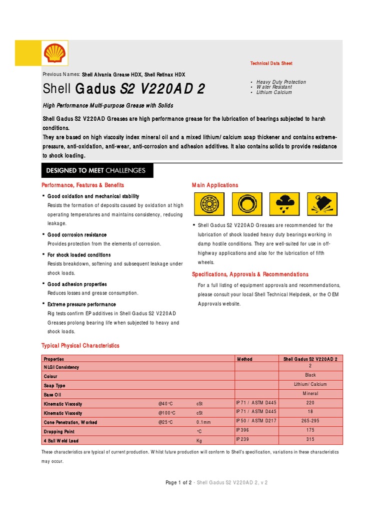 Shell Gadus s2v220 Ad | PDF | Chemical Substances | Chemistry