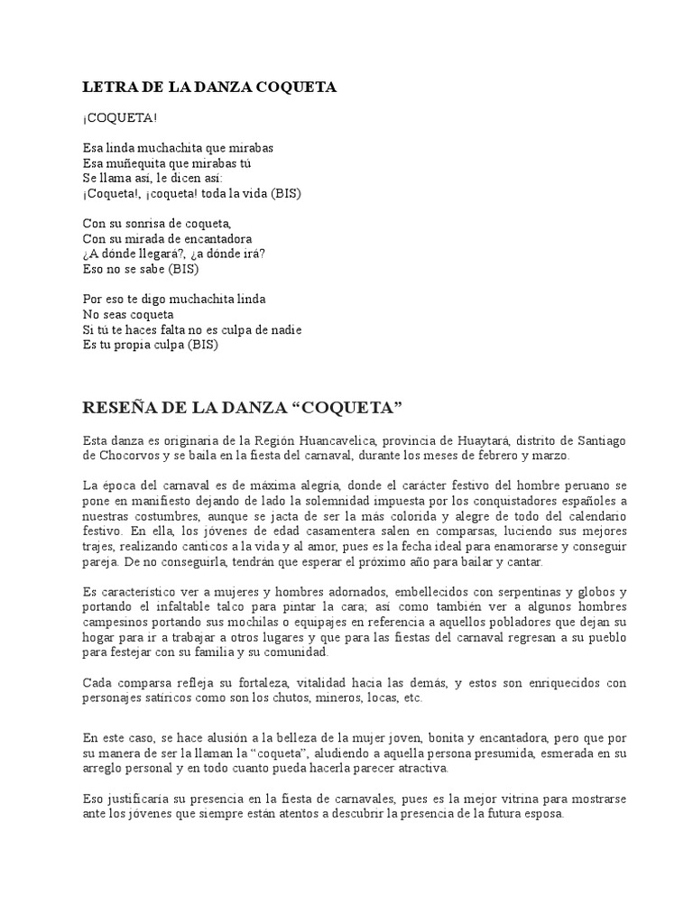 Letra de La Danza Coqueta | PDF