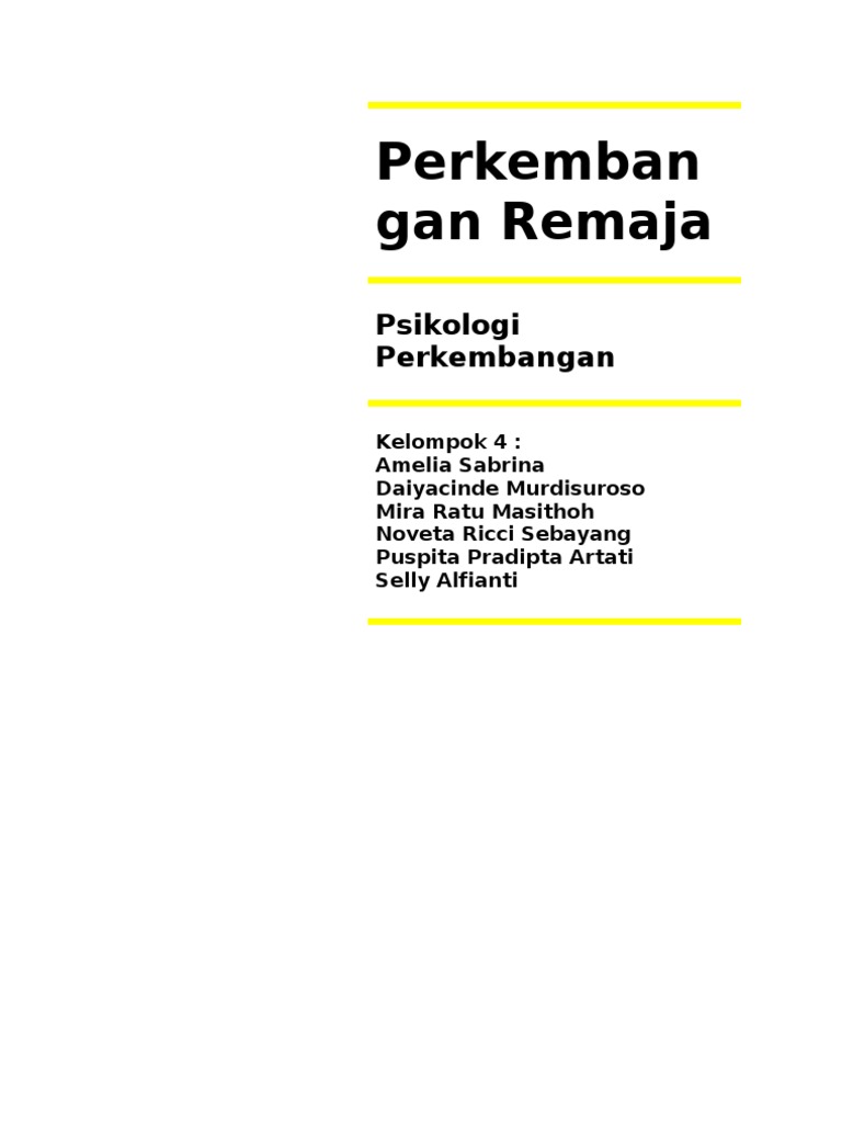 Perkembangan Remaja | PDF | Pengembangan Diri | Kesehatan Holistik
