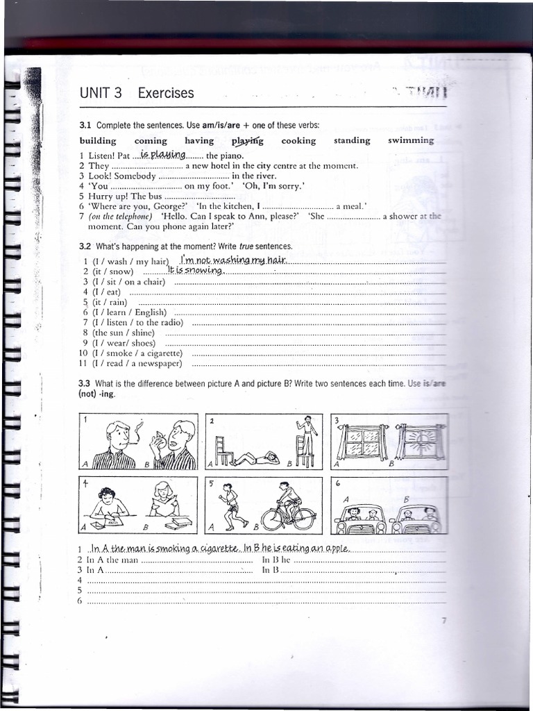 Present Continuous Exercise 1 | PDF | Syntax | Grammar