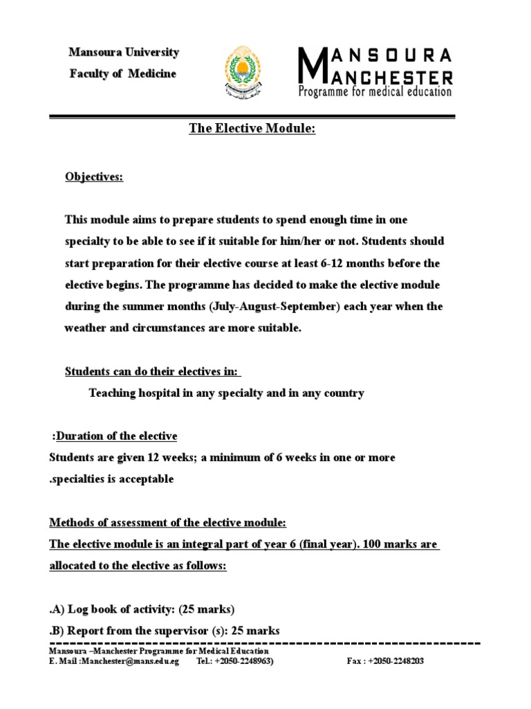 Elective Assessment Form | Download Free PDF | Medical School | Heart