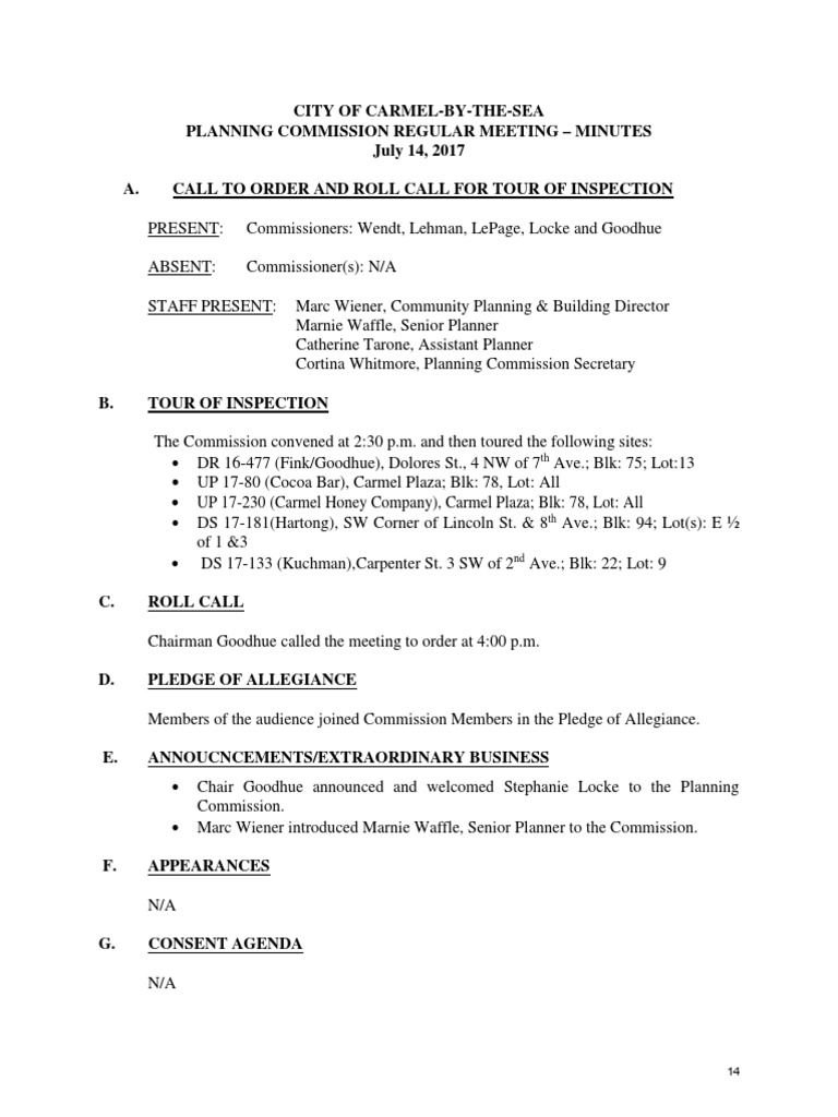 PC Minutes July 14, 2017 08-23-17 | PDF | Industries | Public Sphere