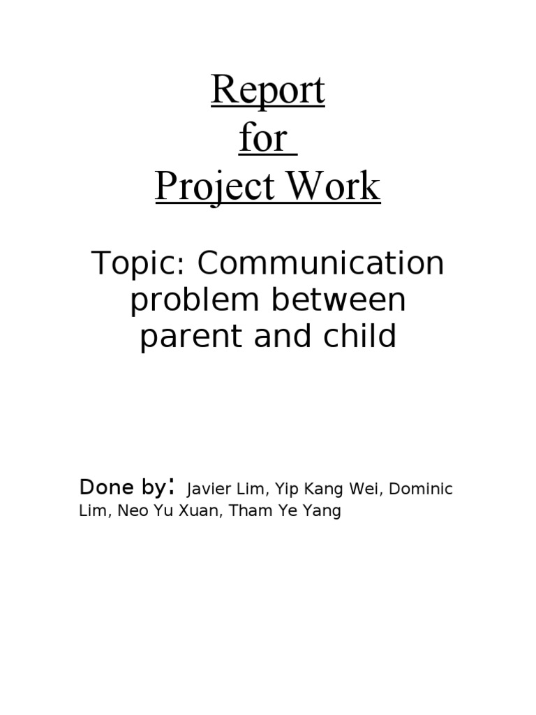 For Project Work: Topic: Communication Problem Between Parent and Child ...