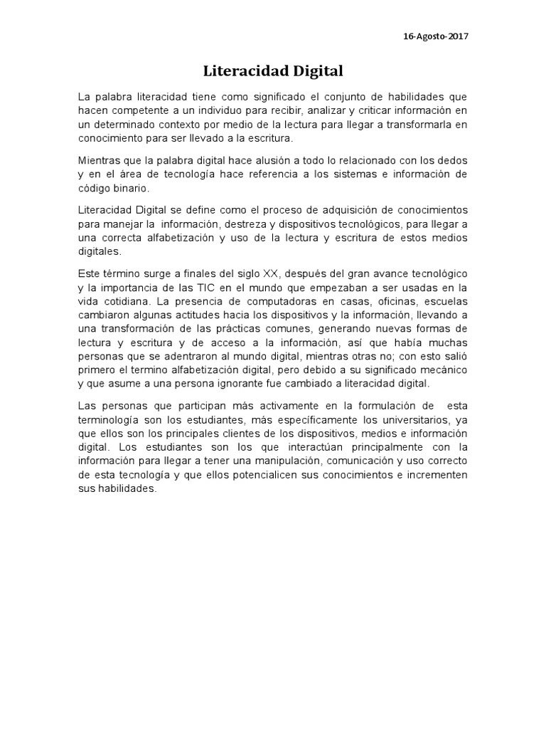 Literacidad Digital: Definición y Contexto | PDF | Arte
