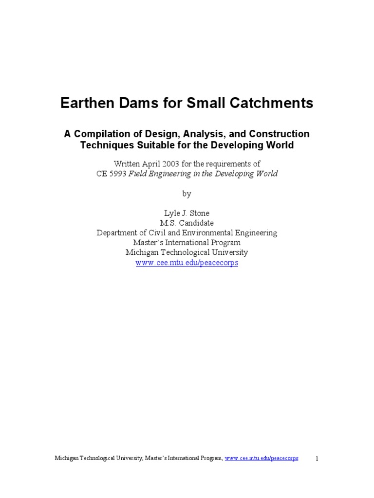 Small Earth Dam Design Guide | PDF | Spillway | Dam