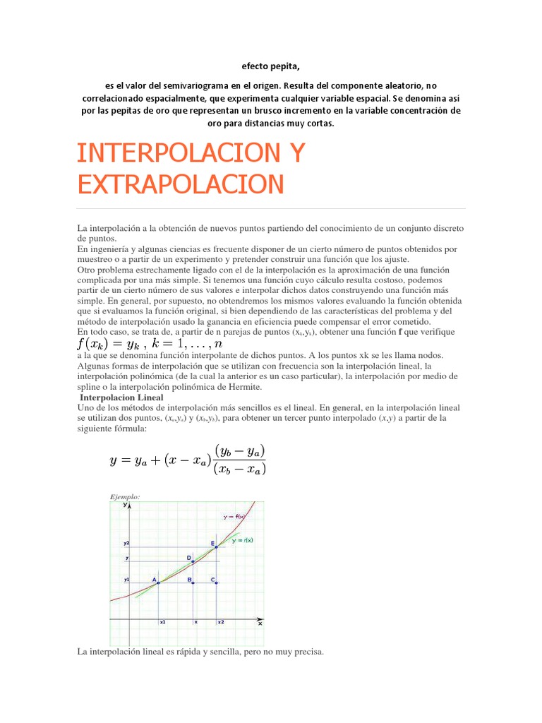 Interpolación y Extrapolación | PDF | Interpolación | Matemáticas De La Computación
