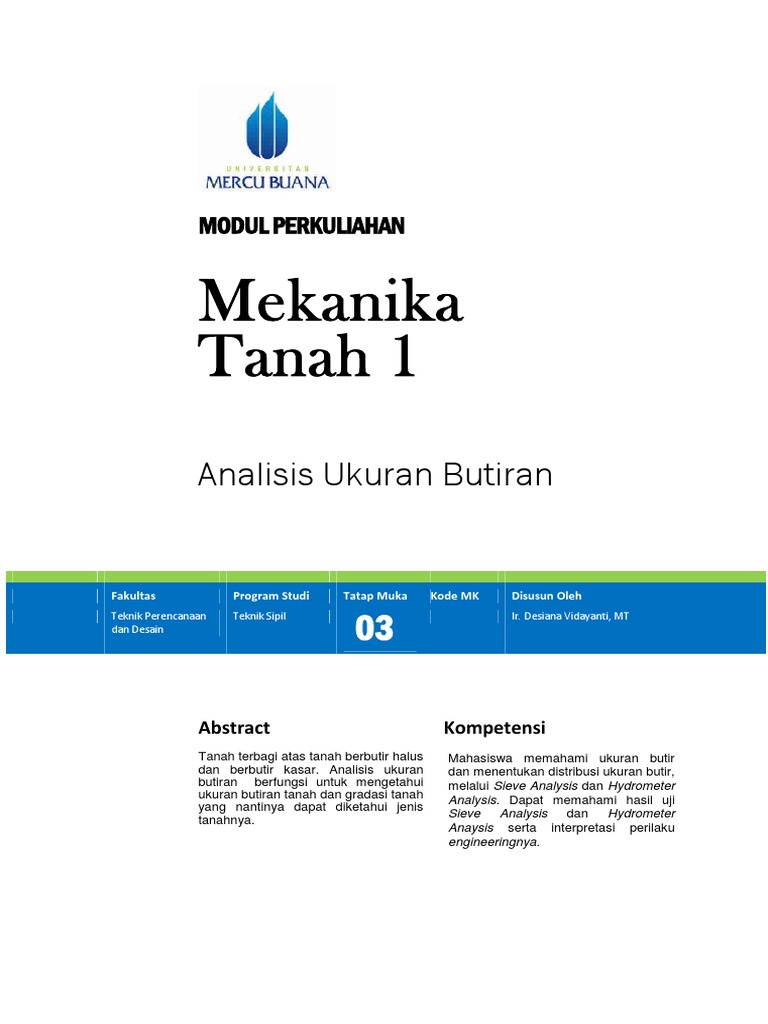 Modul 3 Analisa Ukuran Butir PDF | PDF