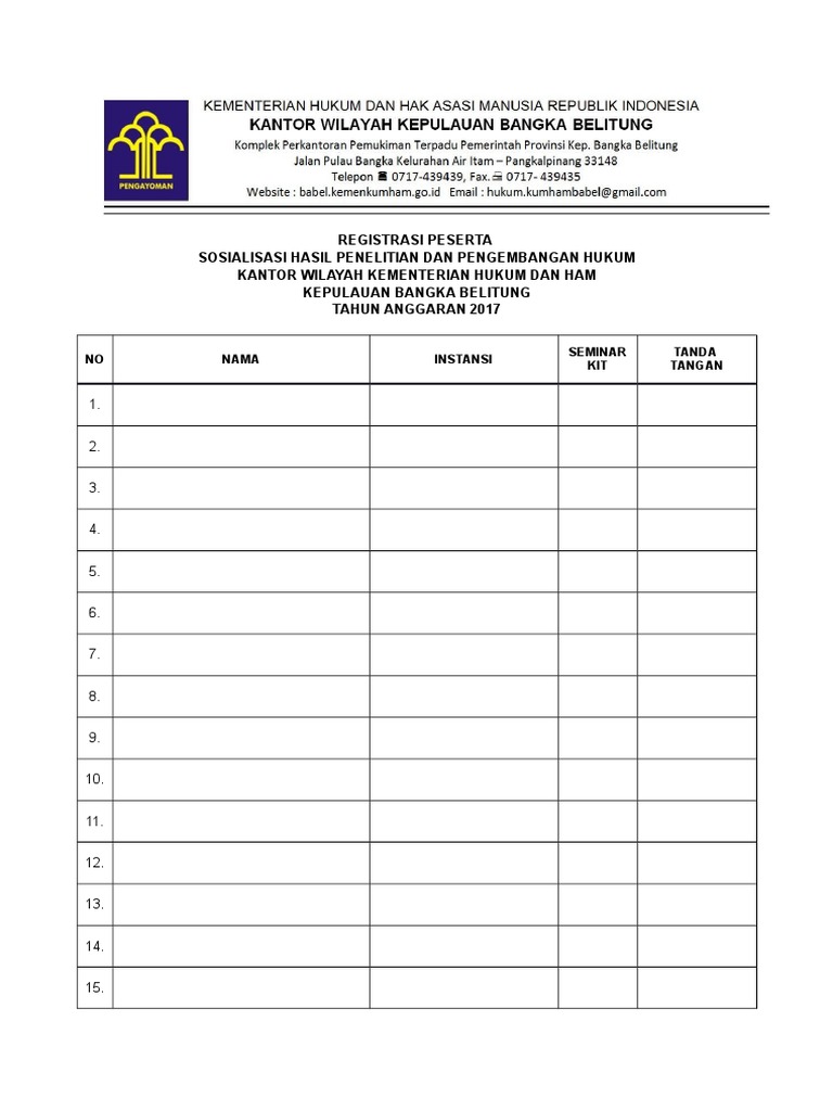 Registrasi Peserta Sosialisasi | PDF