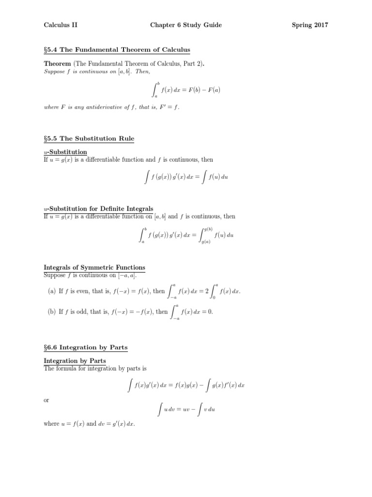 Calculus 2 Study Guide Chapter 6 | Mathematical Relations | Functions ...