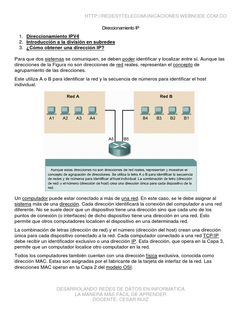 Teoria de Direccionamiento Ip | PDF | Dirección IP | Protocolos de internet
