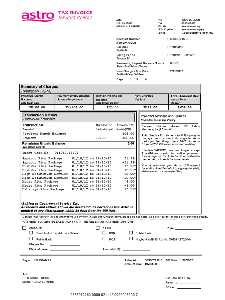 2. BIL ASTRO | Payments | Cheque