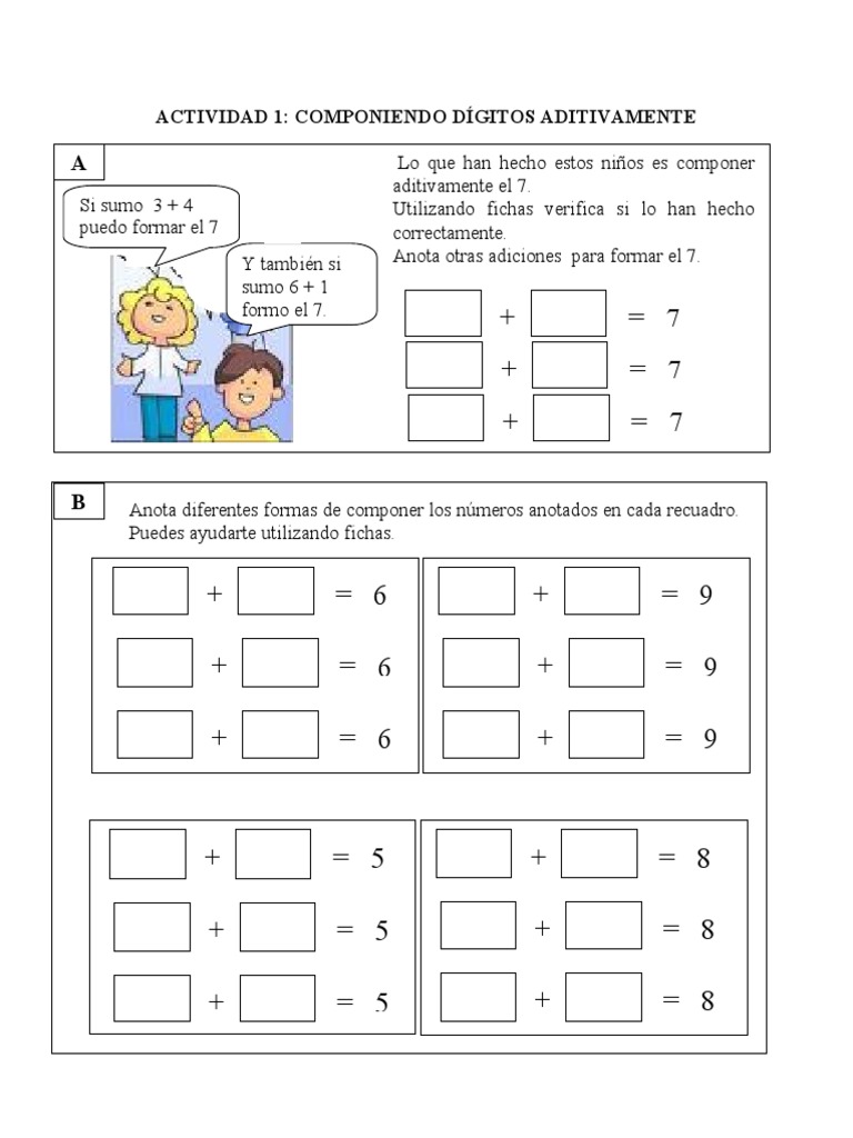 Hoja De Trabajo Para Componer Y Descomponer Números DESCOMPOSICIÓN