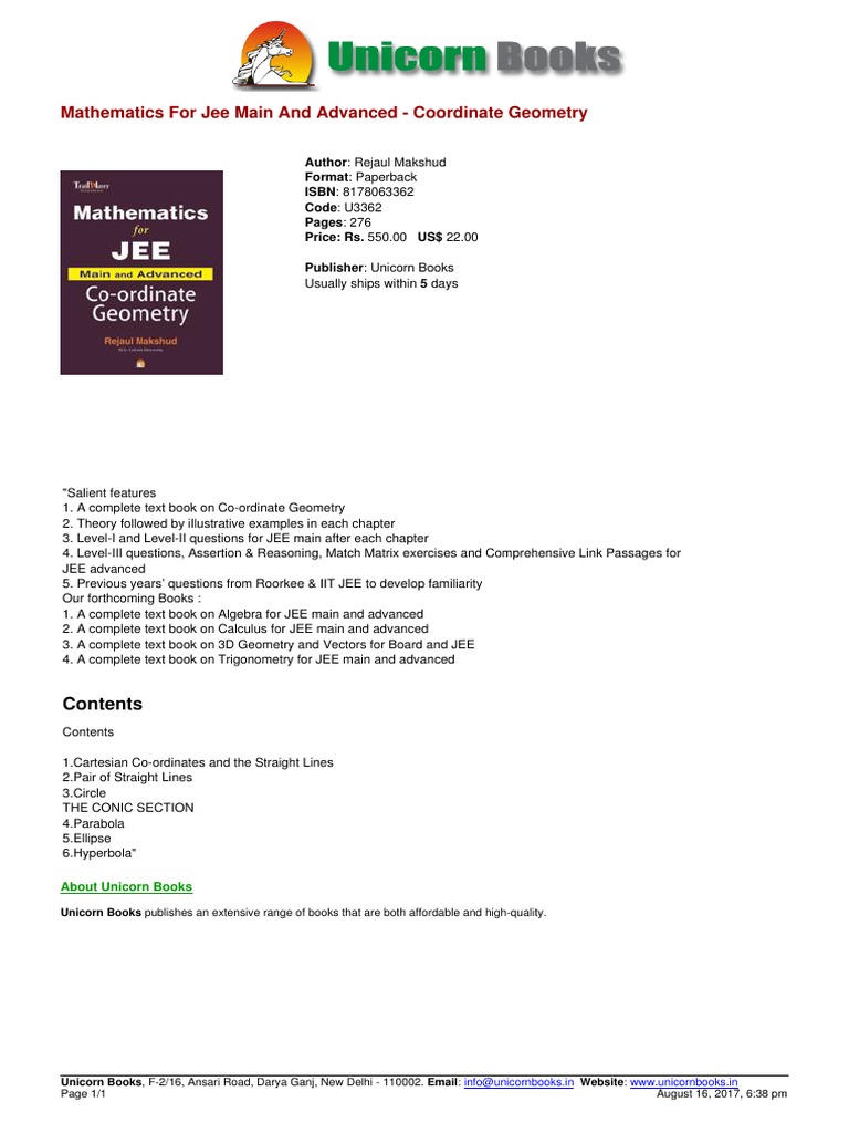 JEE Coordinate Geometry Guide | PDF