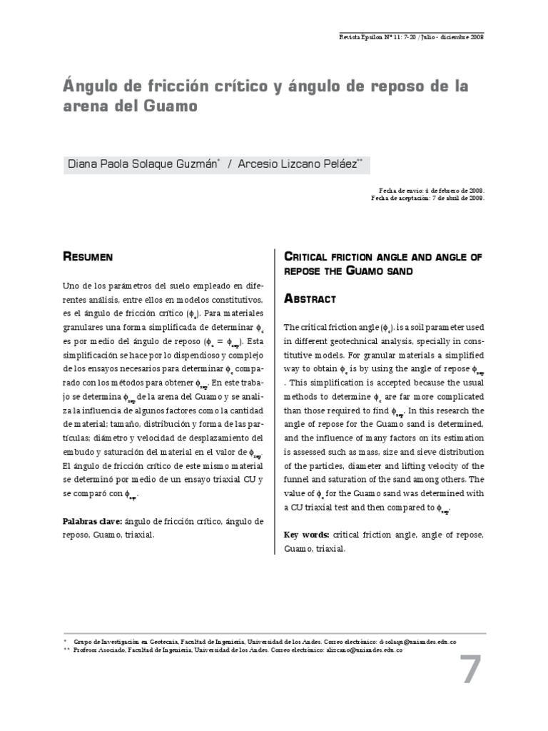 Angulo de Reposo PDF | PDF