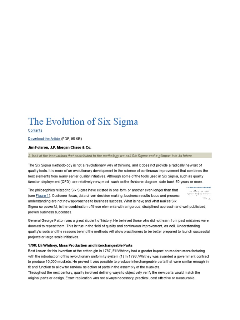 The Evolution of Six Sigma | PDF | Six Sigma | Iso 9000