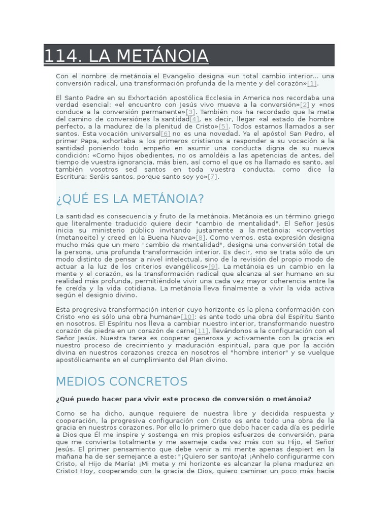 La Metánoia: Camino a la Santidad | PDF | Cristo (título) | Gracia divina
