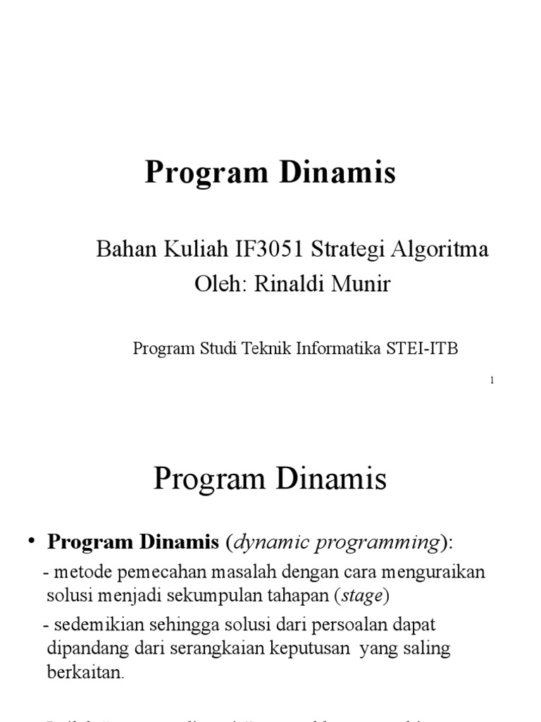Langkah-langkah Program Dinamis | PDF | Metode & Bahan Ajar