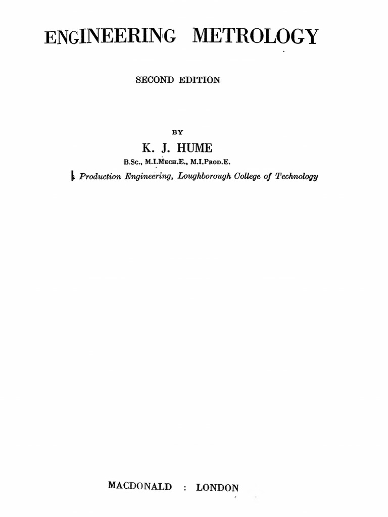 Hume, K. J. Engineering Metrology | PDF